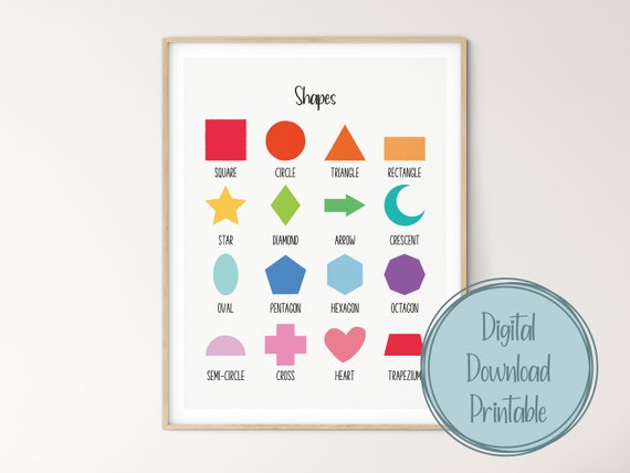 Art & Collectibles Homeschool Wall Art Class Room Wall Art Shapes ...