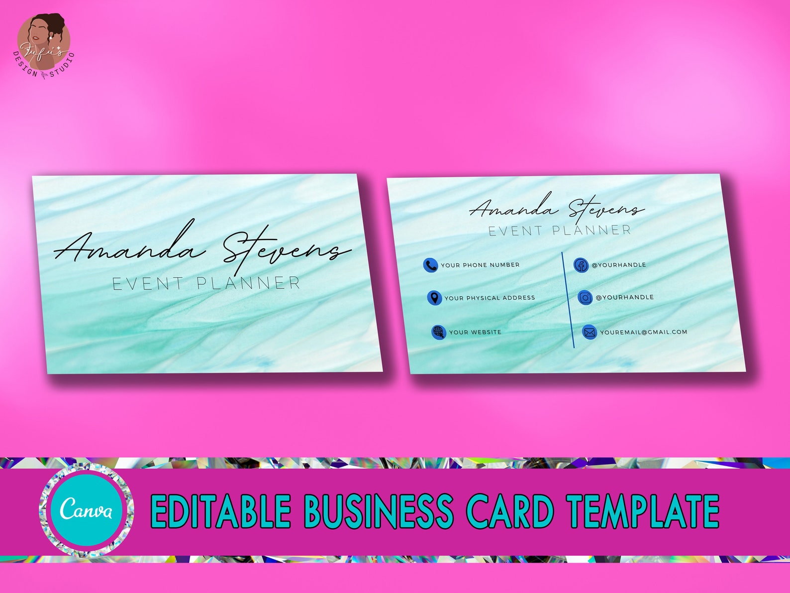 Event Planner Business Card DIY Editable Template Canva Etsy