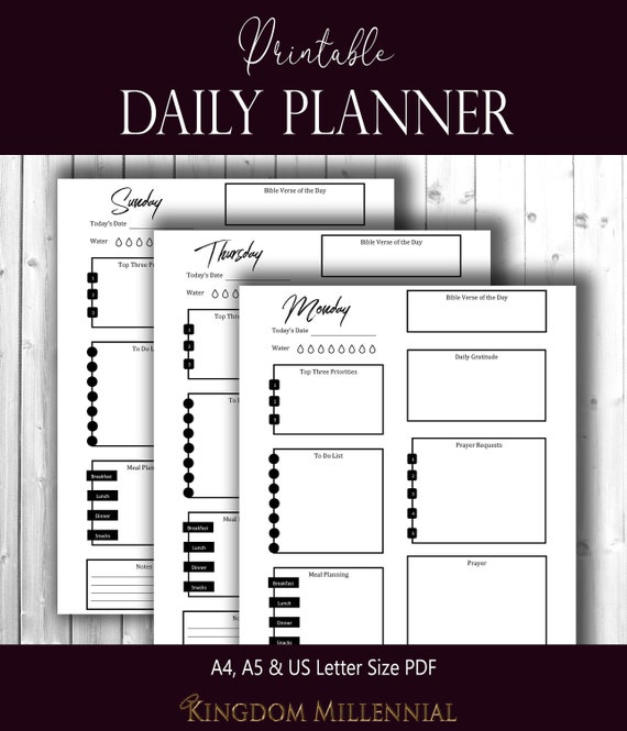 Daily Planner Christian Printable Planner Bible Study Planner | Etsy