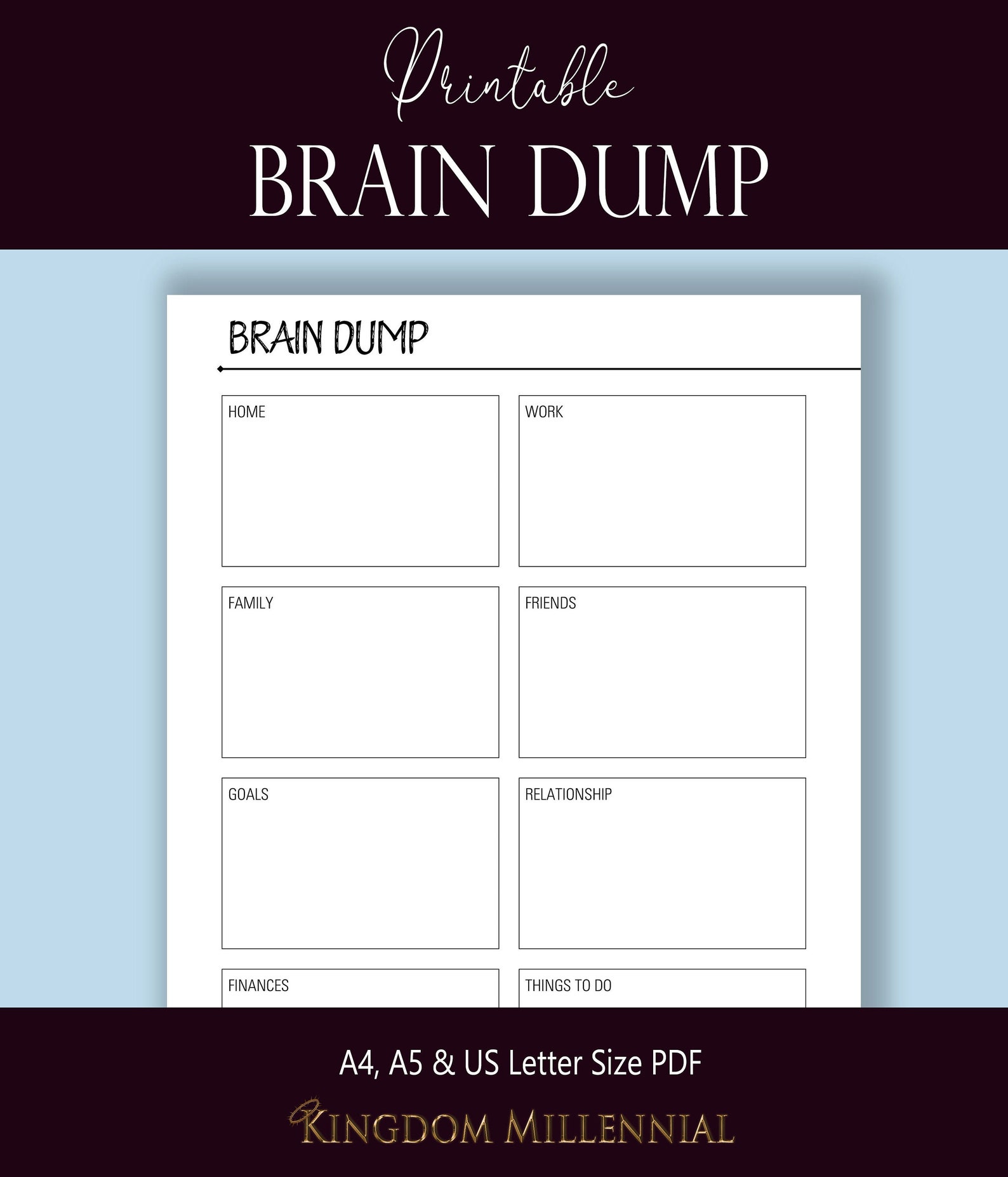 Brain Dump Productivity Planner Daily Planner Daily | Etsy