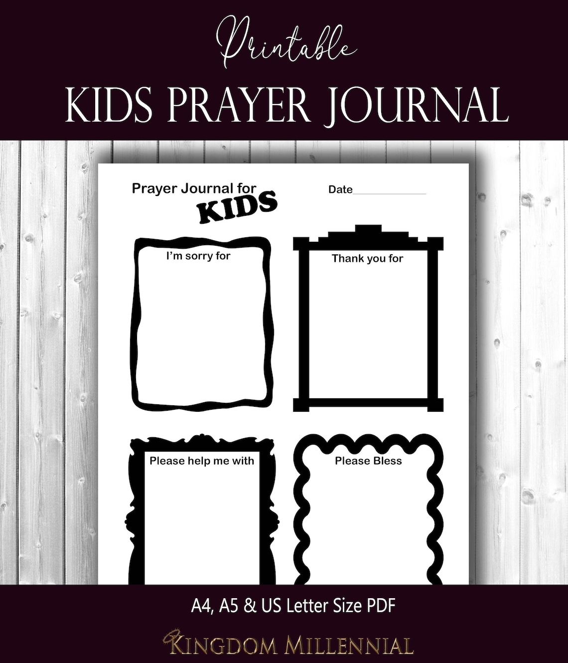 Kids Prayer Journal Printable Christian Planner Insert | Etsy