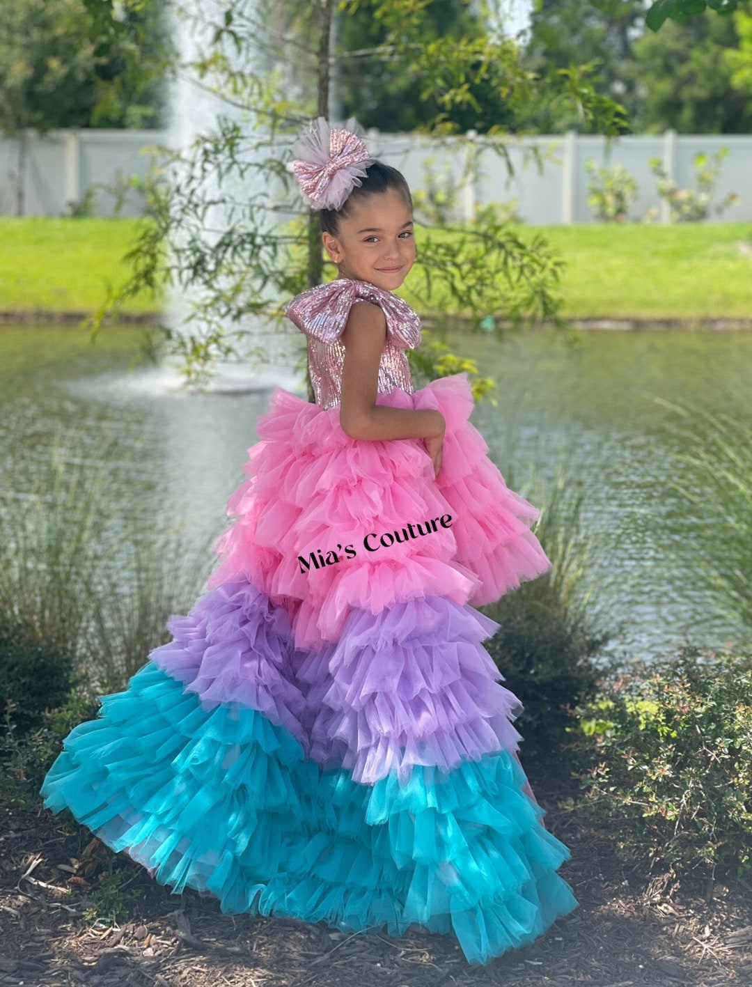 Multi Color High Low Girls Prom Dress, Toddler Prom, Baby Pageant Dress ...