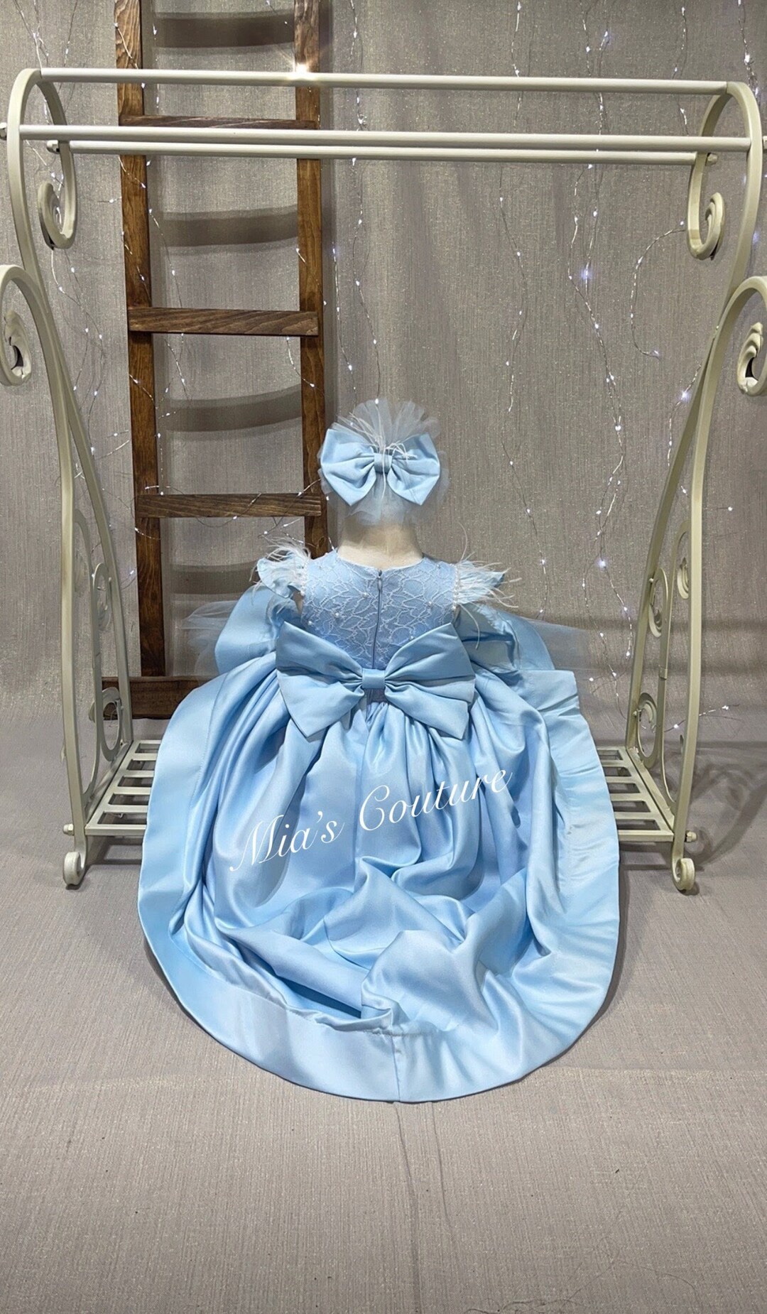 Sky Blue Baby Dress, Mini Bride Dress, Toddler Blue Dress With Diamonds ...