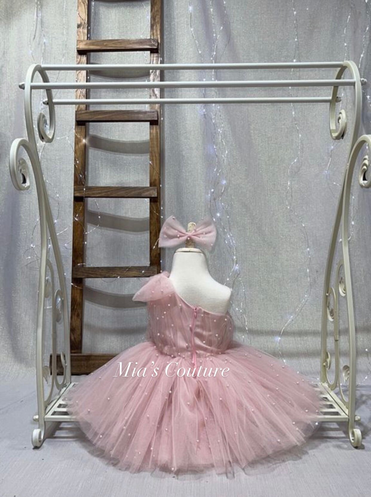 All Rose Pink Tulle Pearl Fluff off the Shoulder Big Bow Girls | Etsy