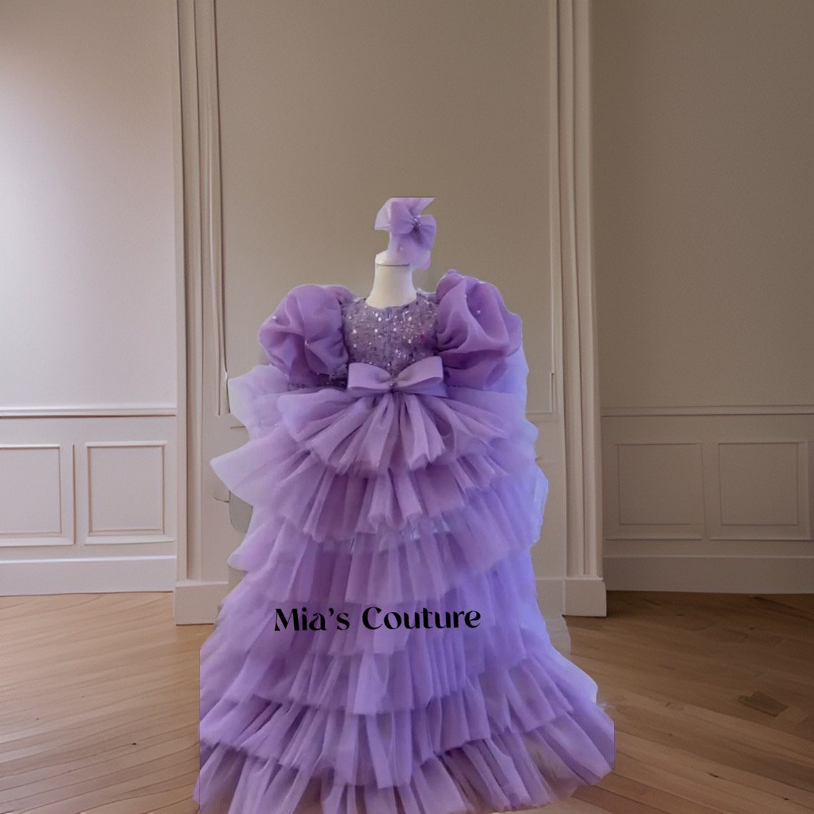 Girls Lilac Sequins Rhinestone Dress for Girls, Toddlers Pearl Dress ...