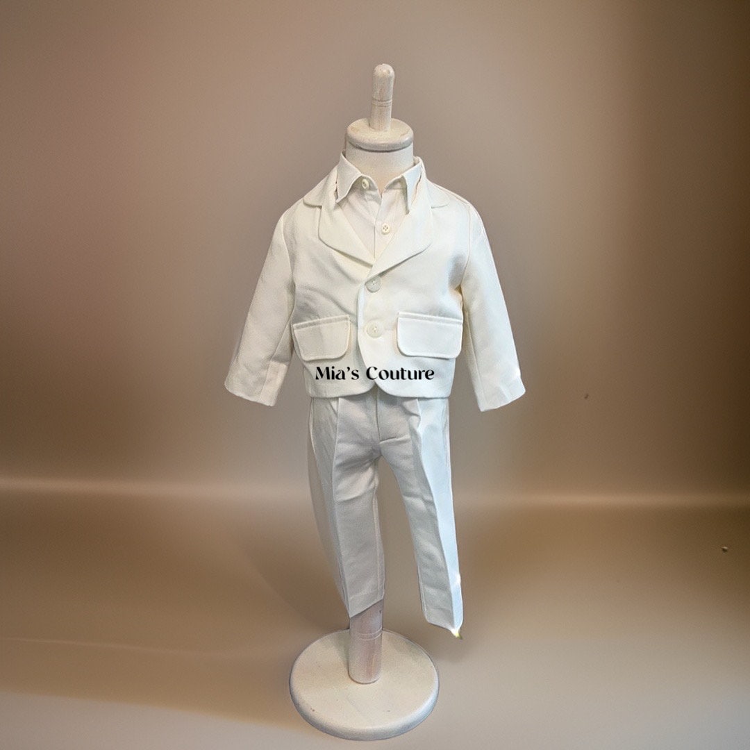 Baby Boy Ivory Baptism 3 Piece Suit, Toddler Suit, Toddler Suit for ...