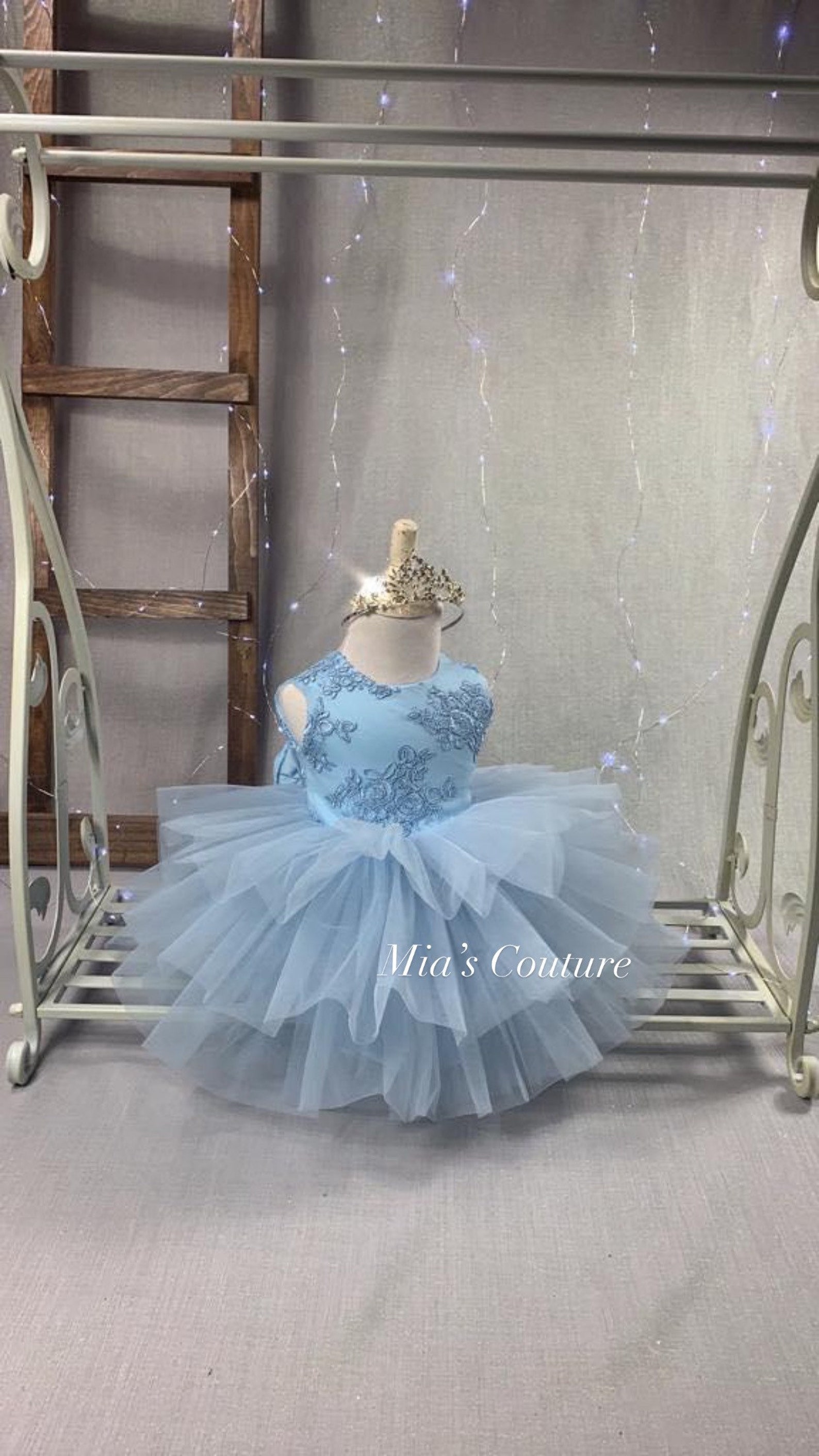 Sky Blue Vintage Lace Modern Style Big Bow Beauty Pageant - Etsy