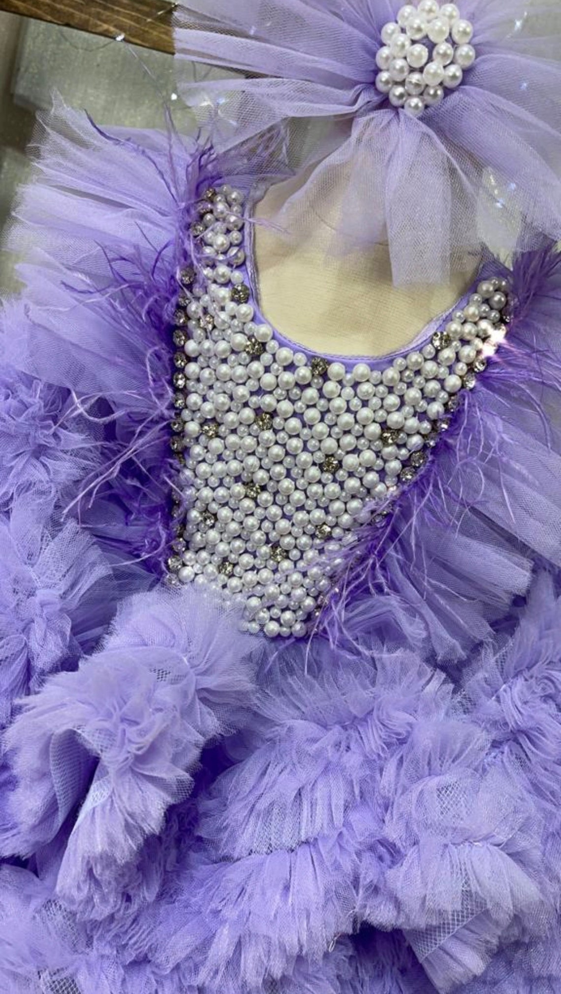 Flower Girl Dress Lilac Lavender Pearl First Birthday Dress Toddler ...