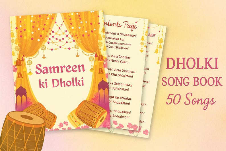 Dholki Songbook | 50 Desi Wedding Songs, Mehndi Haldi Printable ...
