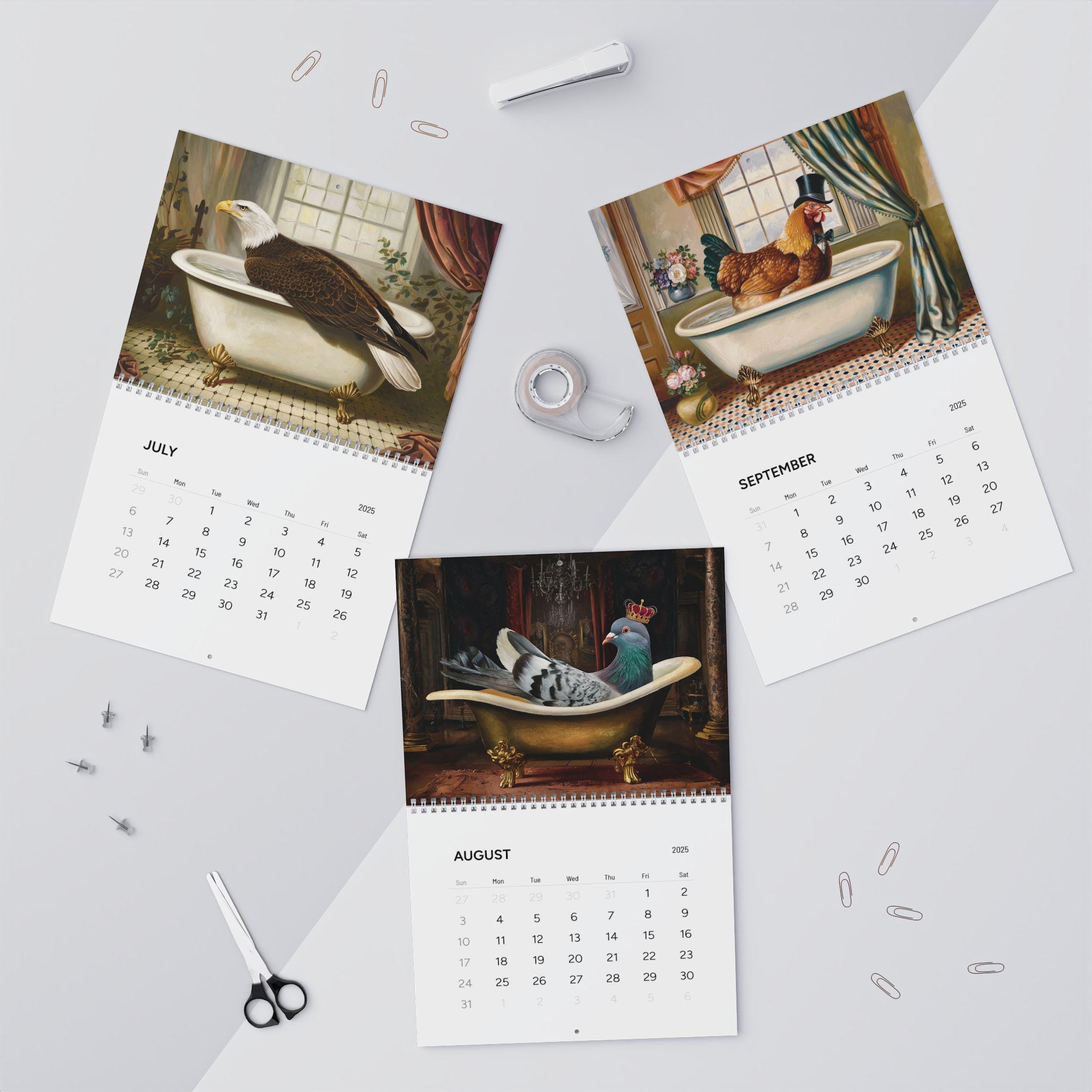 2025 Parrot & Bird Bath Calendar - Funny Bird Art Unique Parrot ...