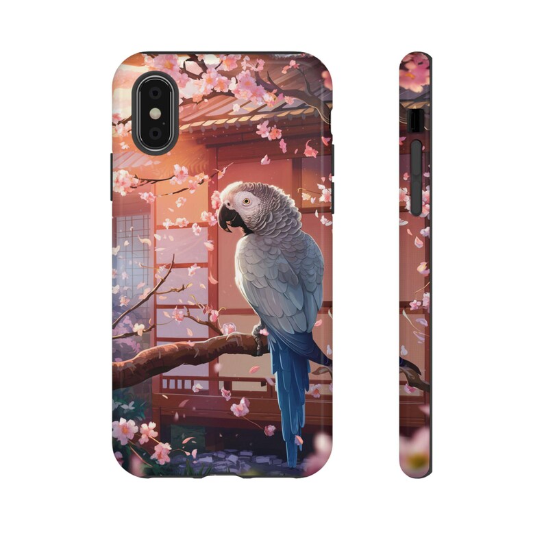 African Grey in Cherry Blossom Tree - Cute Spring Themed Phone Case - Etsy