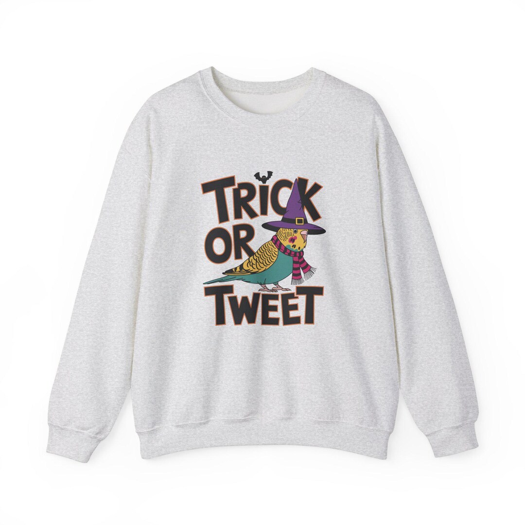 Funny Halloween Sweater Budgie Witch Trick or Tweet Silly Budgie ...