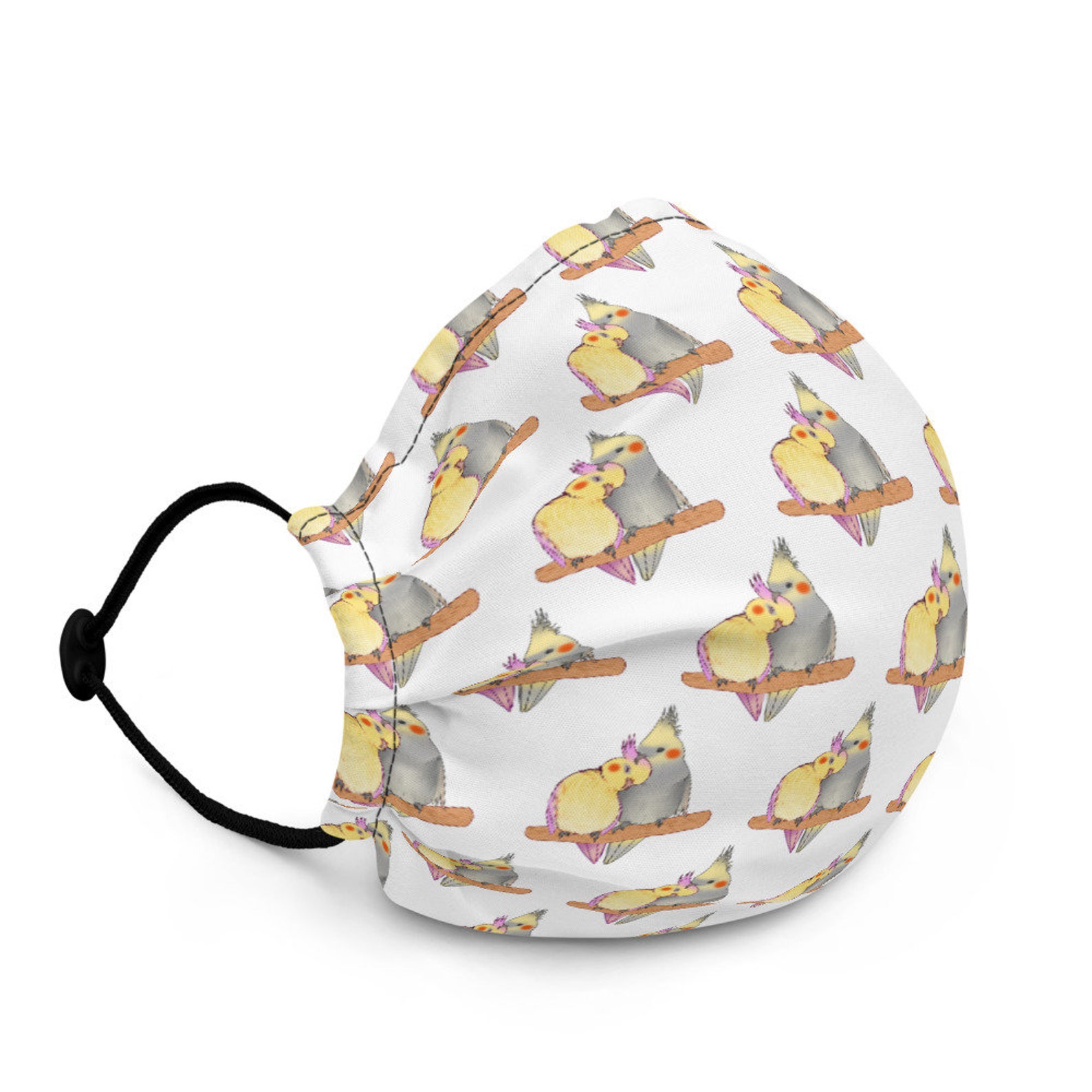 Cute Cuddling Cockatiel Parrot Bird Face Mask white. - Etsy