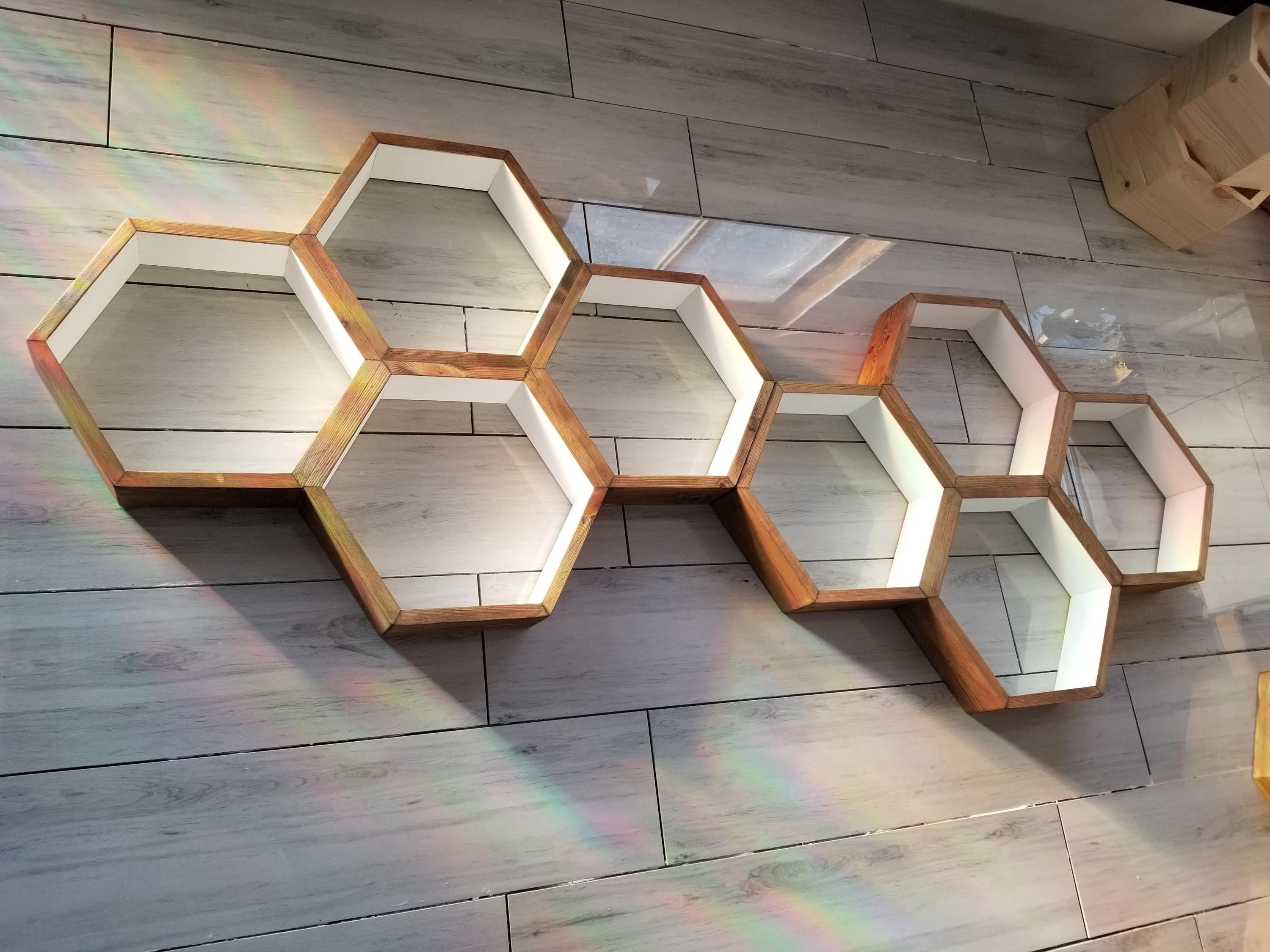 Hexagon Floating Shelves, Modern Geometric Shelves, Modern Shelving ...