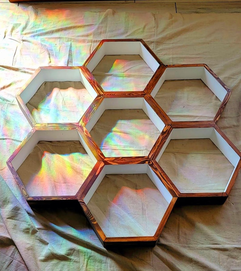 Hexagon Floating Shelves, Turtle Shell Design, Honeycomb Shelves, With ...