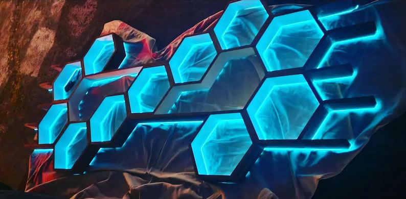 Handcrafted Infinity Hexagon Shelf: Multicolor LED Geometric Wall Art ...
