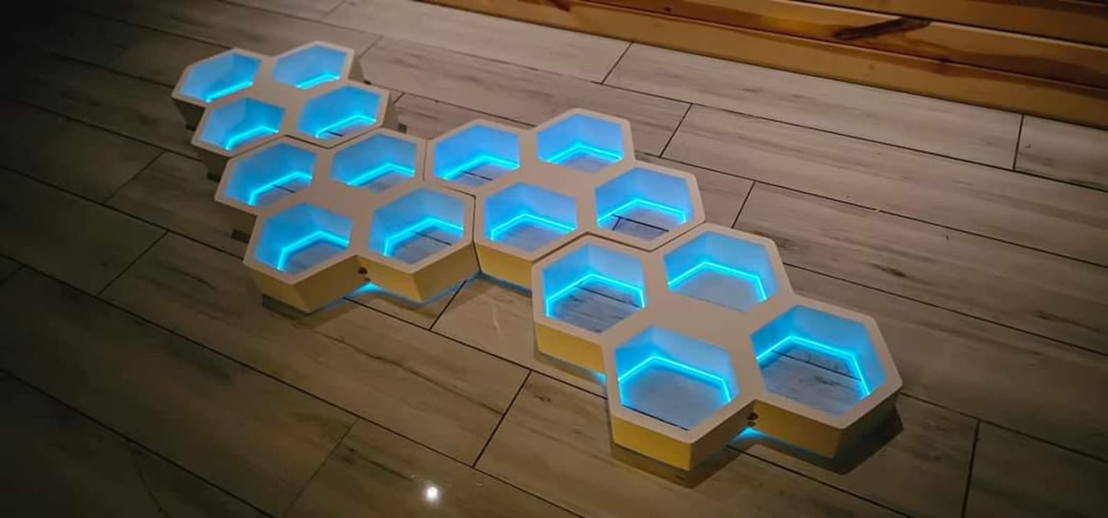 LED Hexagon Wall Shelves: Wood Honeycomb, Gaming Room Decor - Etsy