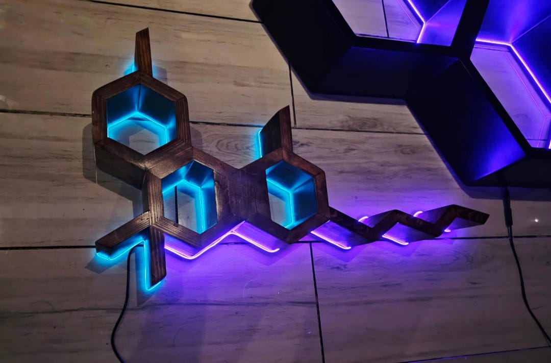 THC Molecule Shelf | Handmade Wood Decor With LED Lights - Etsy