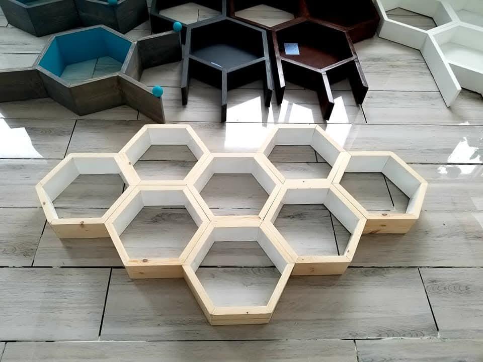 Hexagon Wall Shelves: Geometric Floating Shelf Set - Boho Home Decor - Etsy