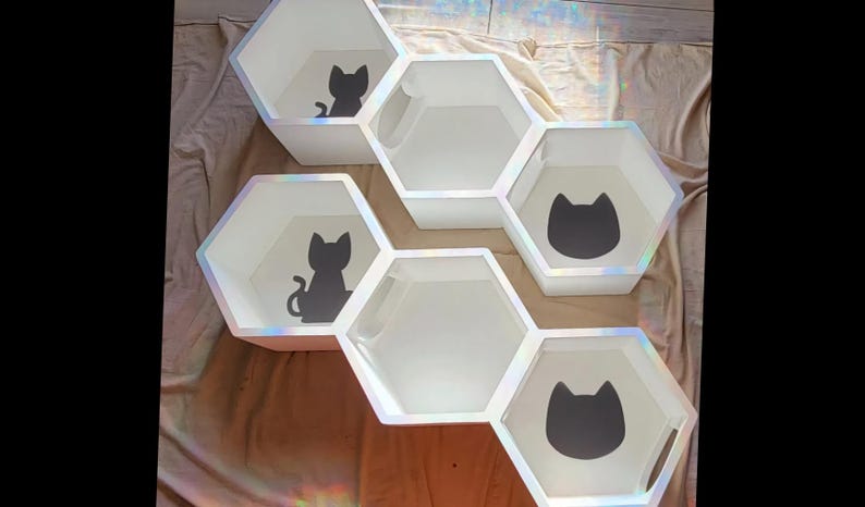 Modern Cat Climbing Wall: Hexagon Shelves, Cat House Furniture - Etsy