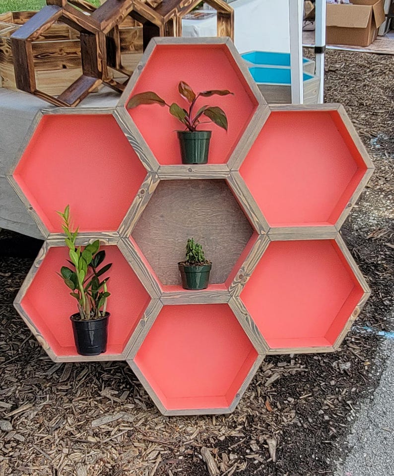 Hexagon Floating Shelves, Turtle Shell Design, Honeycomb Shelves, With ...