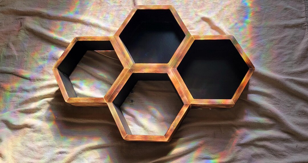 Handcrafted Honeycomb Shelves: Custom Color Hexagon Decor - Etsy