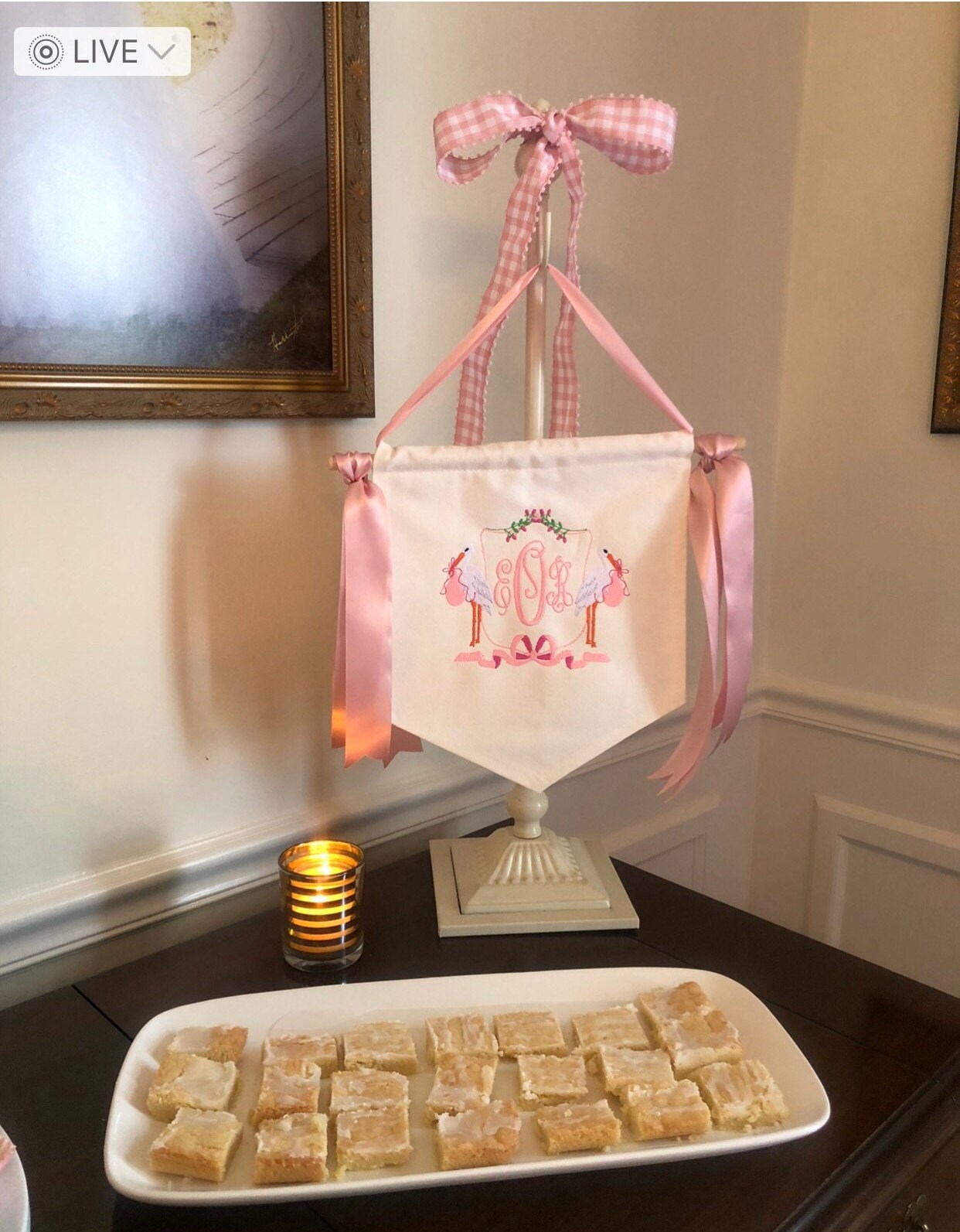 Baby Girl Monogrammed Canvas Banner, New Born Boy Baby Banner, Baby ...