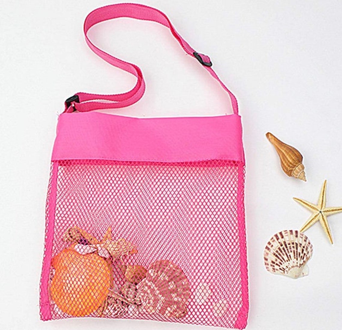 Monogram Sea Shell Bag, Mesh Sea Shell Bag, Personalized Beach Bags ...