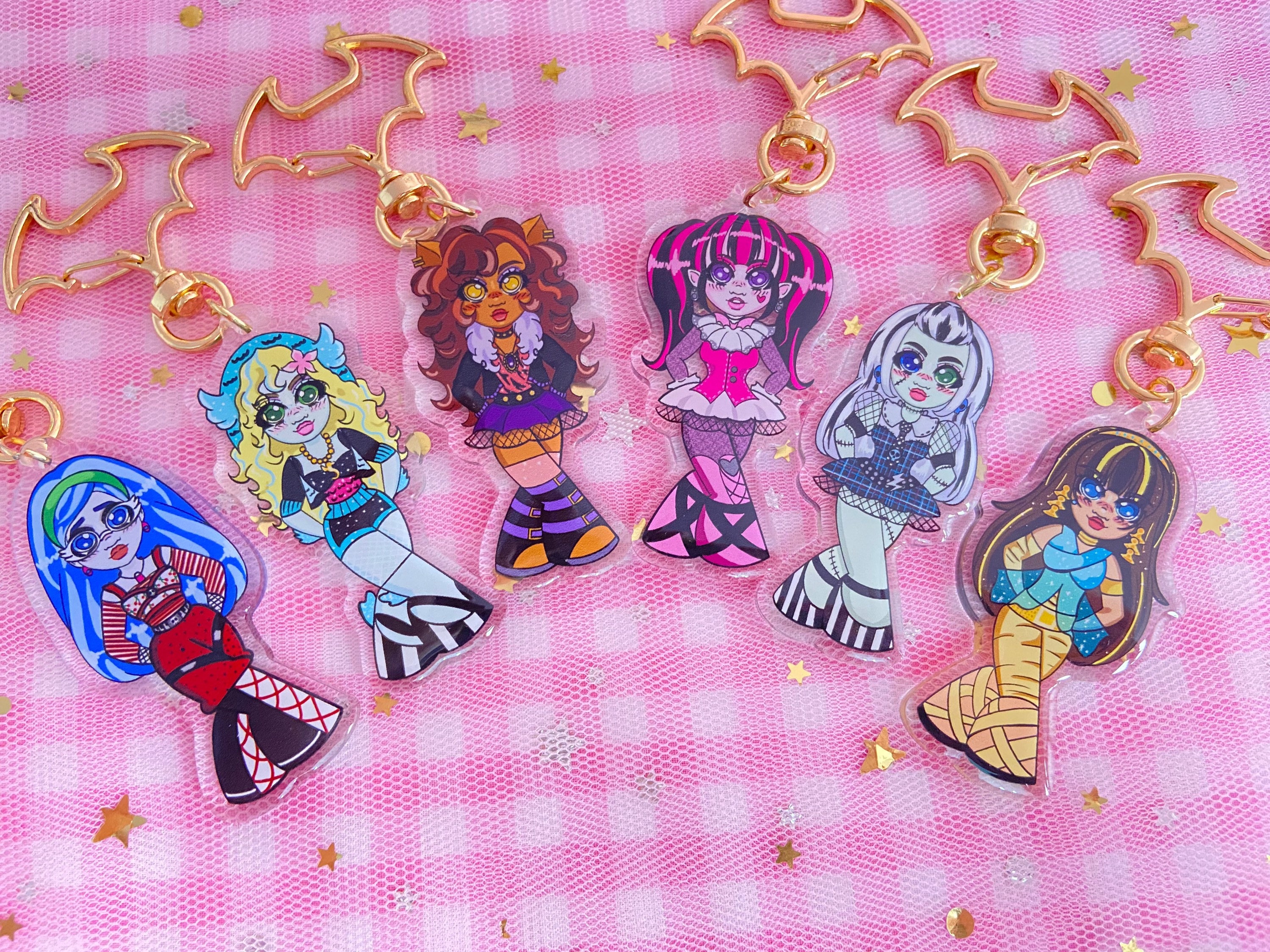 Monster High Keychains Draculaura, Clawdeen, Frankie, Lagoona, Ghoulia ...