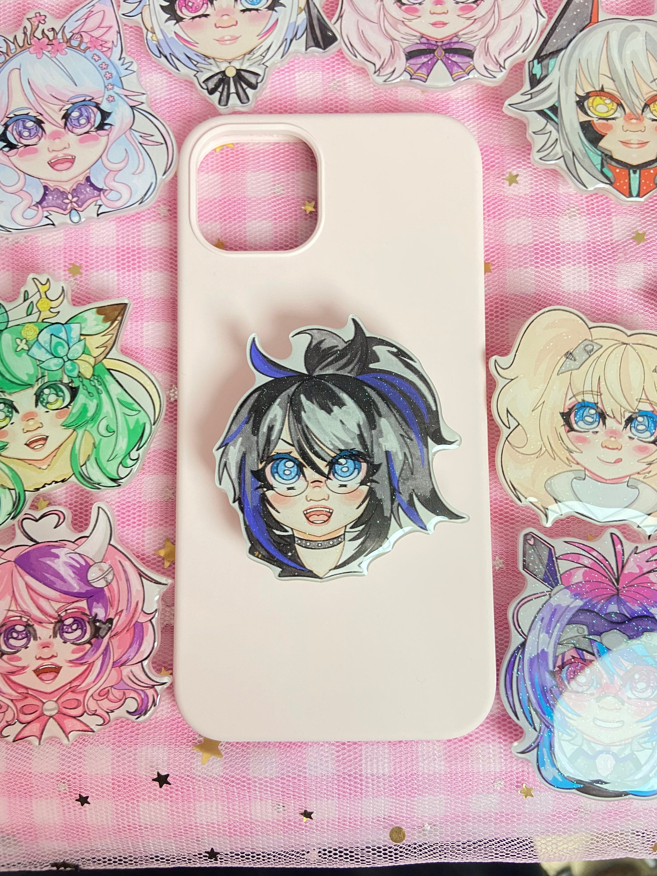 Vshojo Vtuber Acrylic Phone Grip Ironmouse, Nyanners, Froot Apricot ...