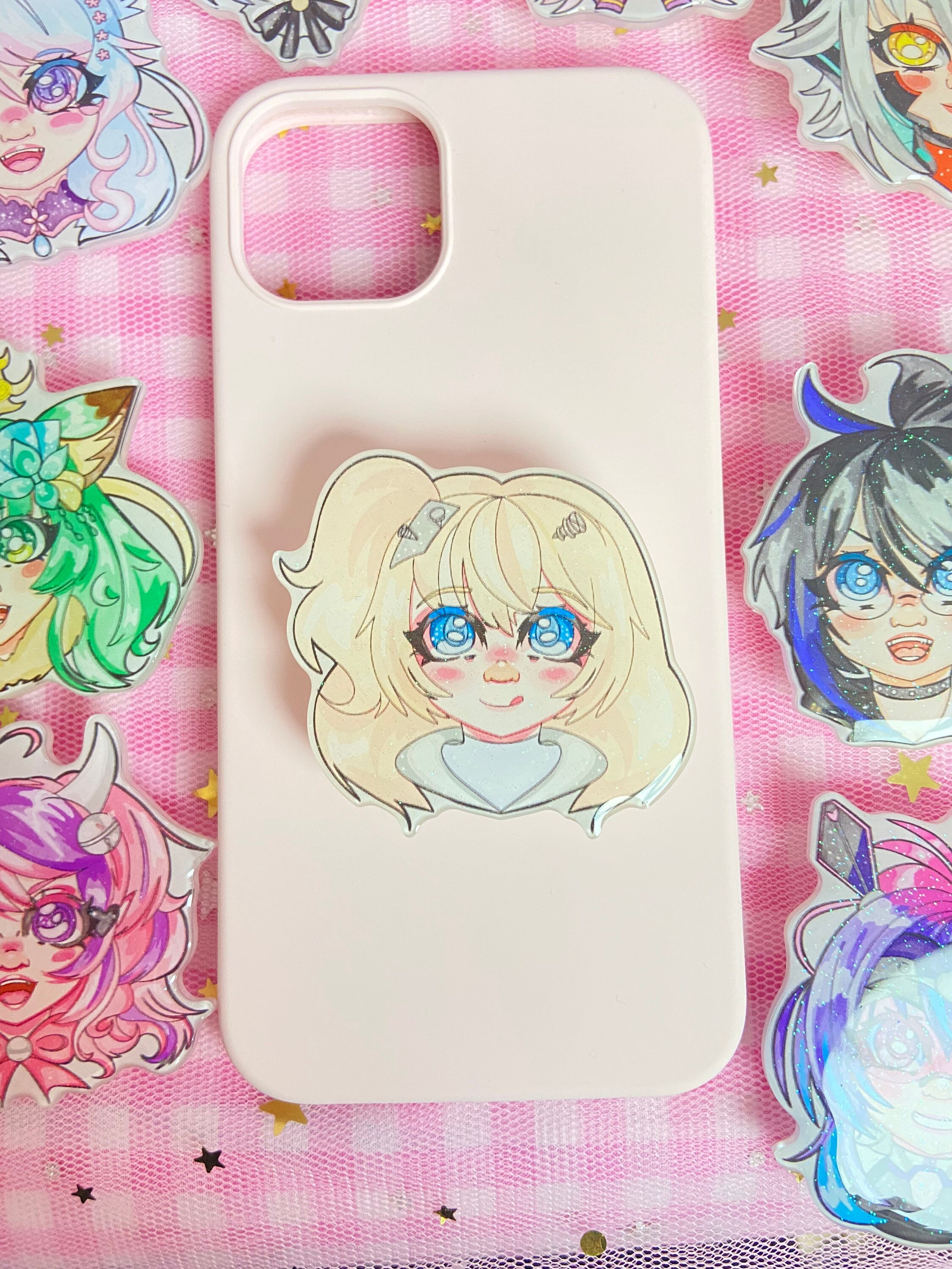 Vshojo Vtuber Acrylic Phone Grip Ironmouse, Nyanners, Froot Apricot ...
