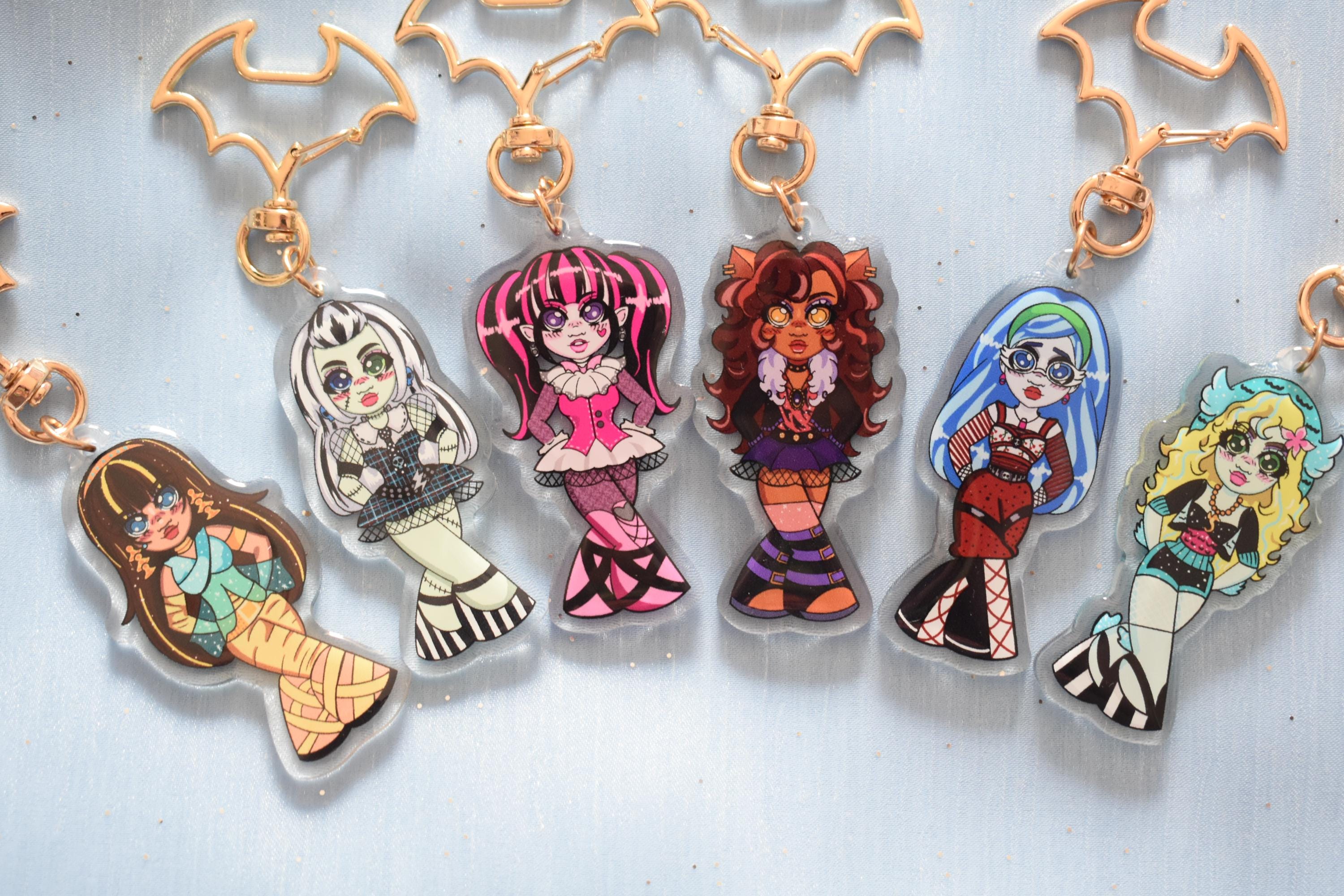 Monster High Keychains Draculaura, Clawdeen, Frankie, Lagoona, Ghoulia ...