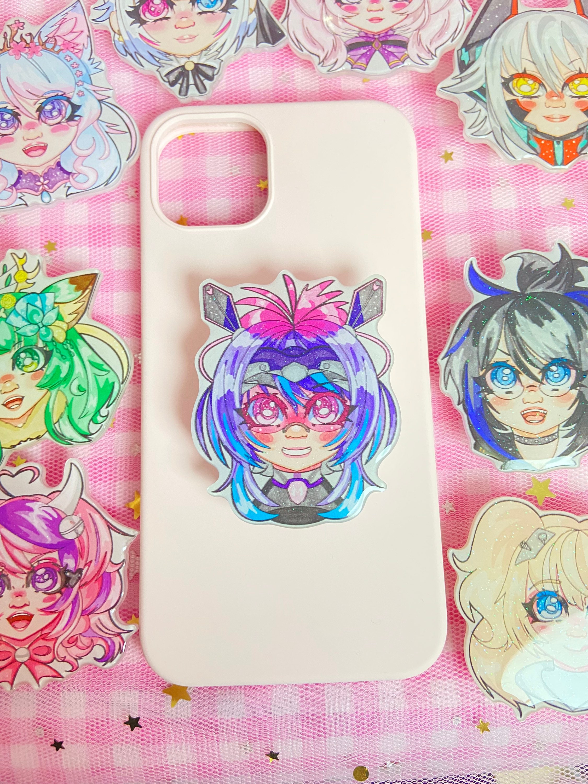 Vshojo Vtuber Acrylic Phone Grip Ironmouse, Nyanners, Froot Apricot ...