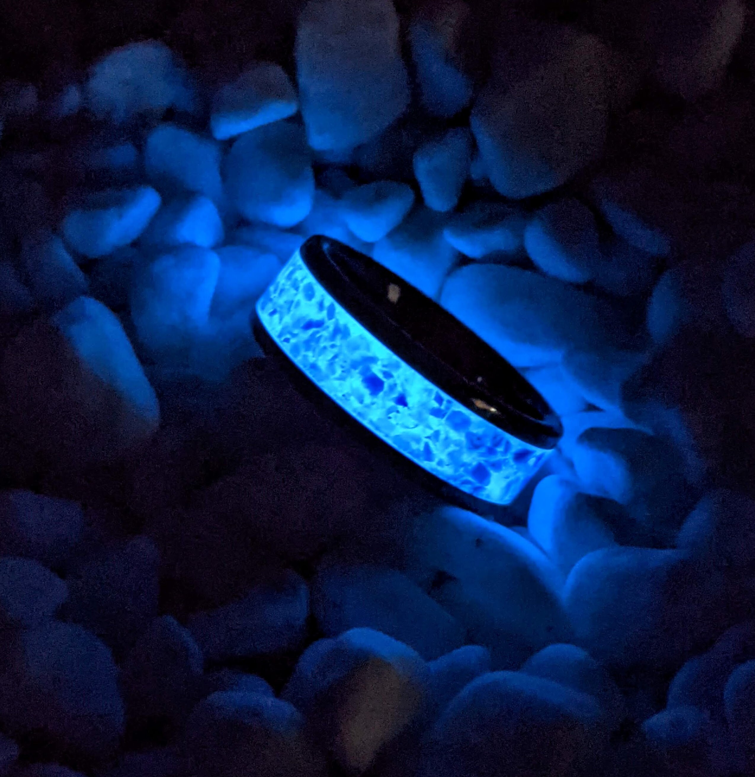 Ice Blue Opal Inlay Iridescent Glow Ring 4/6/8mm Wide Ring - Etsy