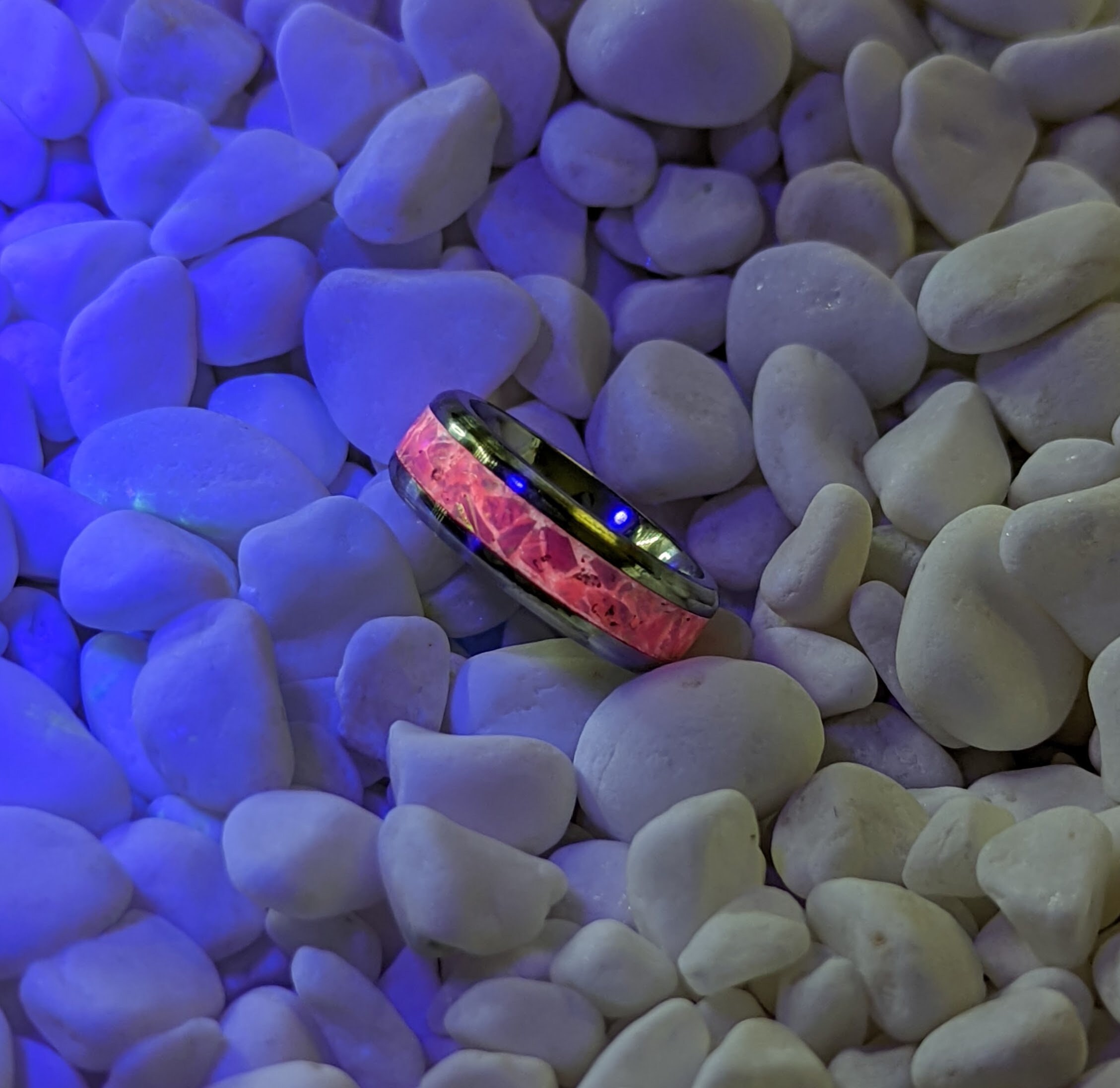 Light Pink Fire Opal Inlay Rainbow Iridescent Glow Ring - Etsy