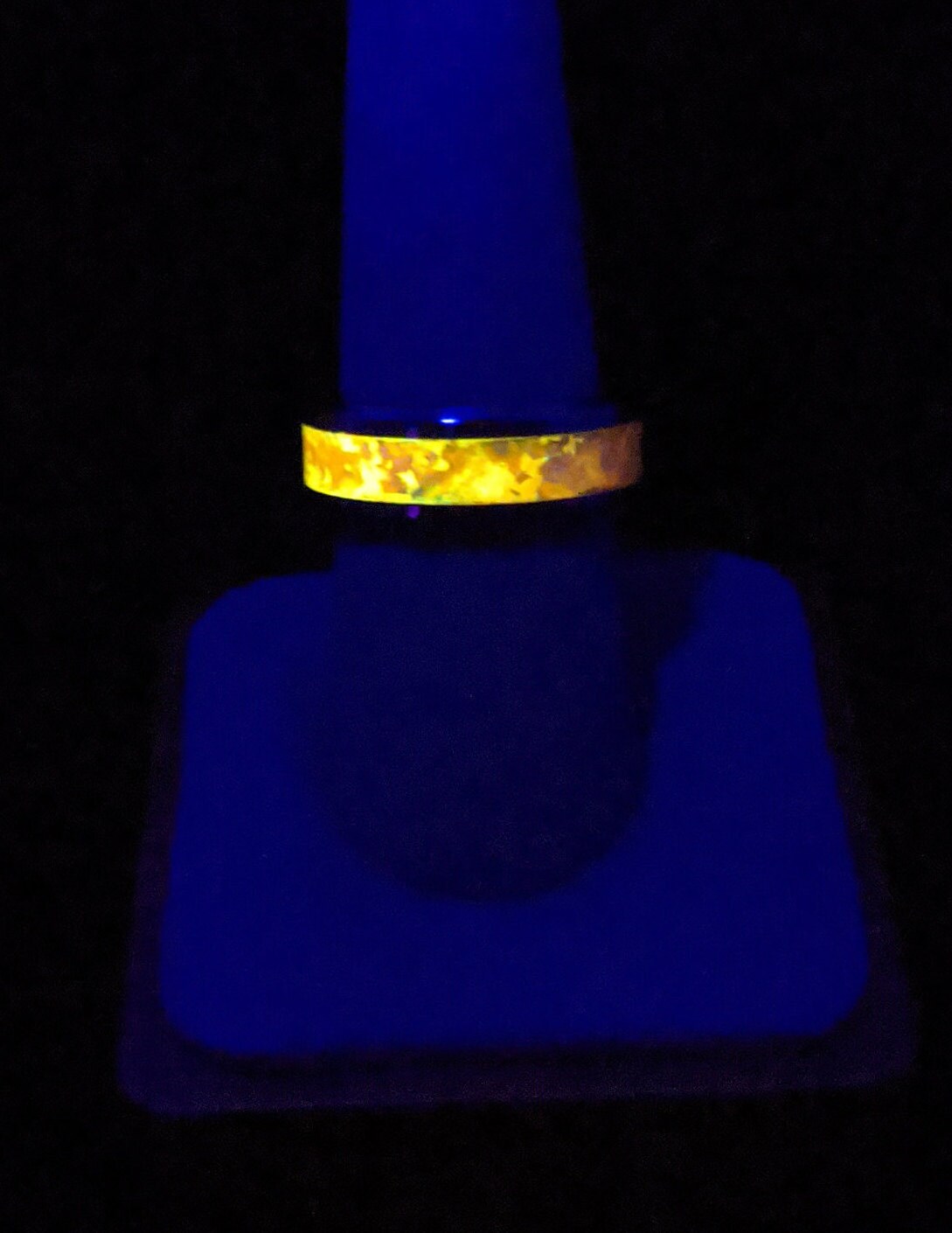 Orange Opal Inlay Iridescent Glow Ring 4/6/8mm Wide Ring - Etsy