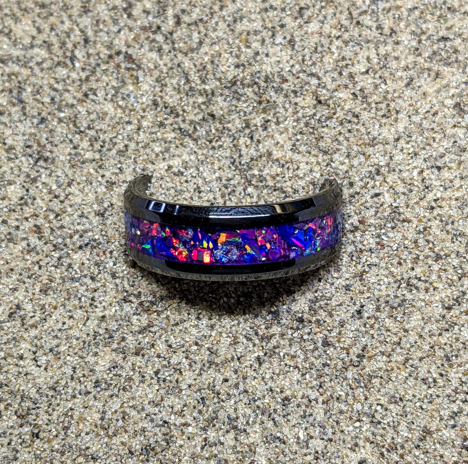 The Galaxy Ring Stardust Indigo Purple Mixed Opal Custom Glow Ring 6 ...