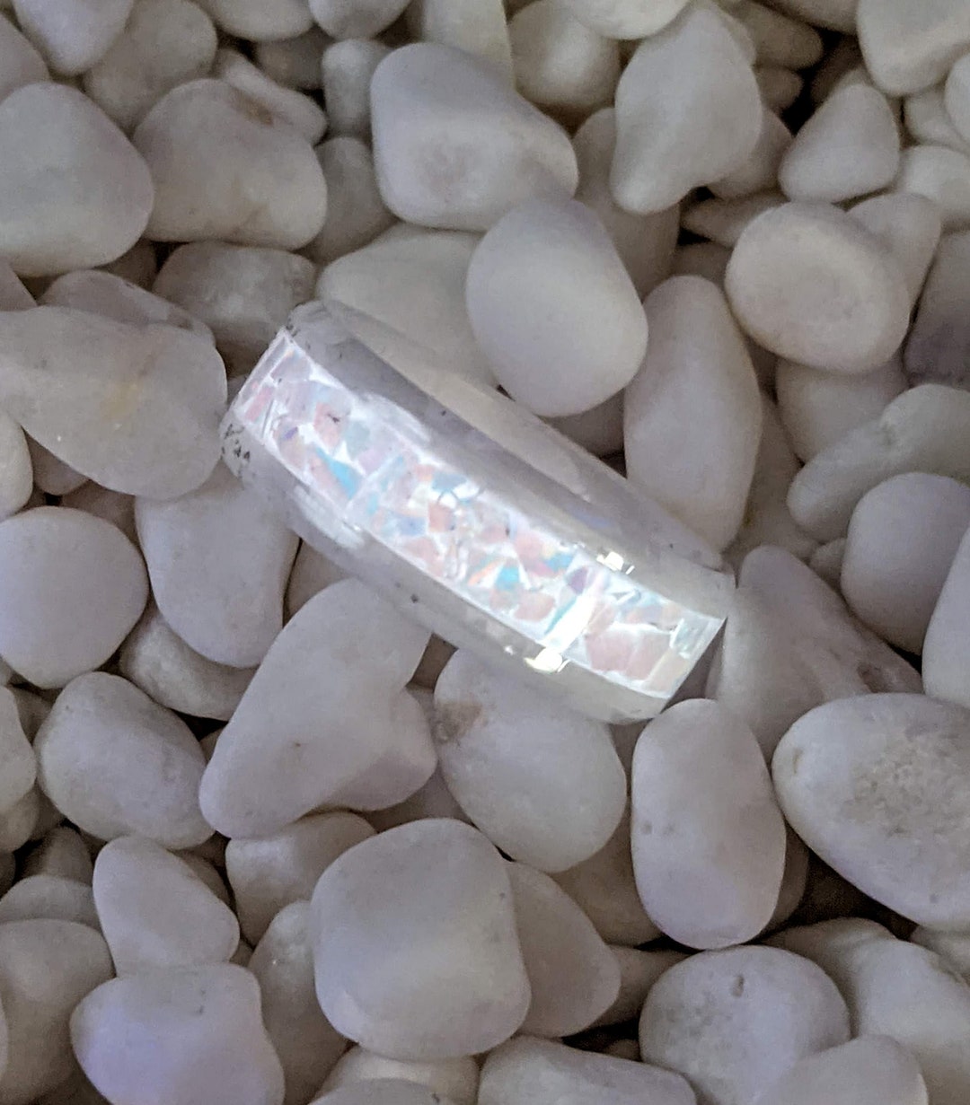 White Out White Fire and White Ceramic Opal Custom Inlay Iridescent ...