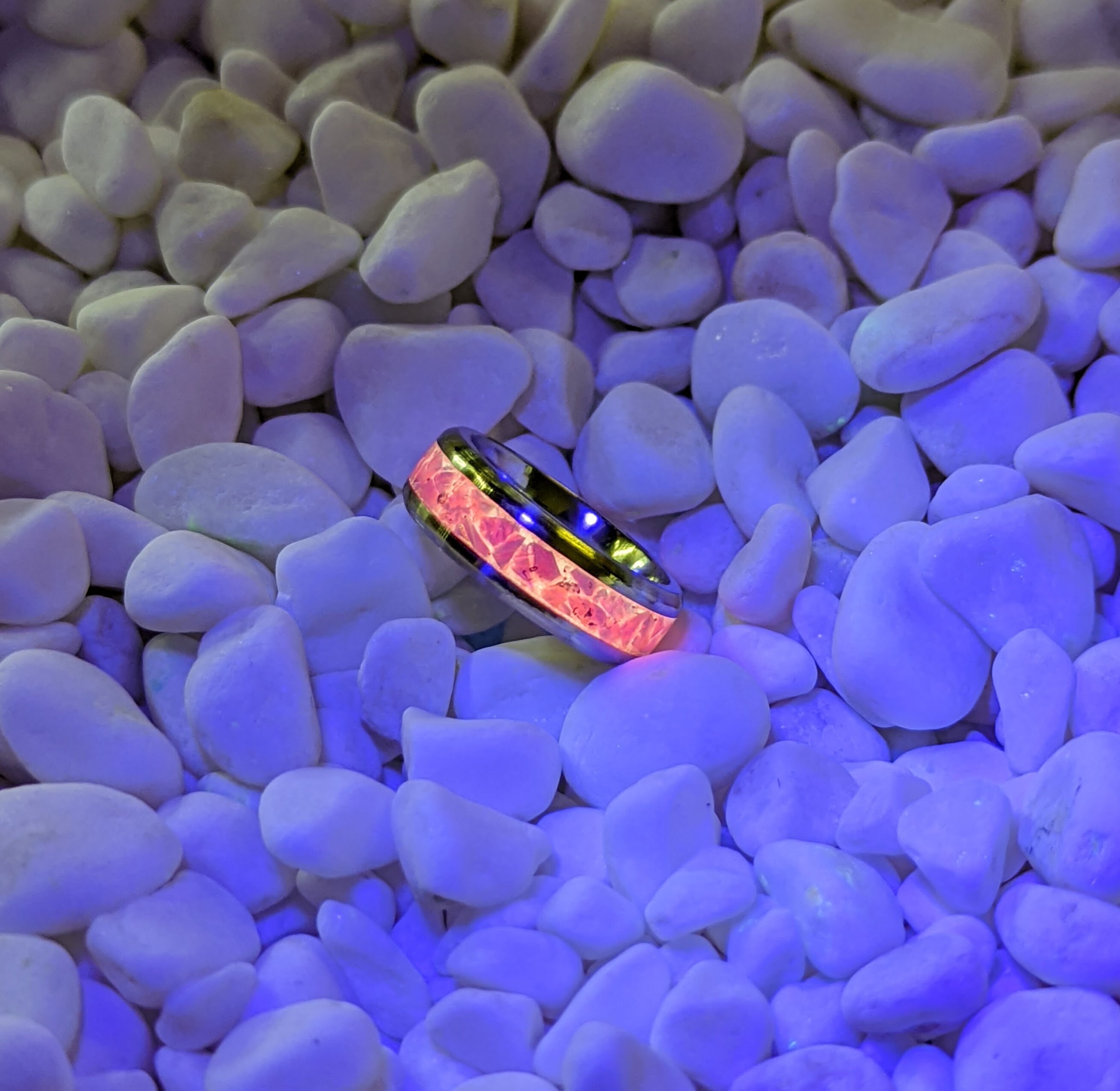 Light Pink Fire Opal Inlay Rainbow Iridescent Glow Ring - Etsy