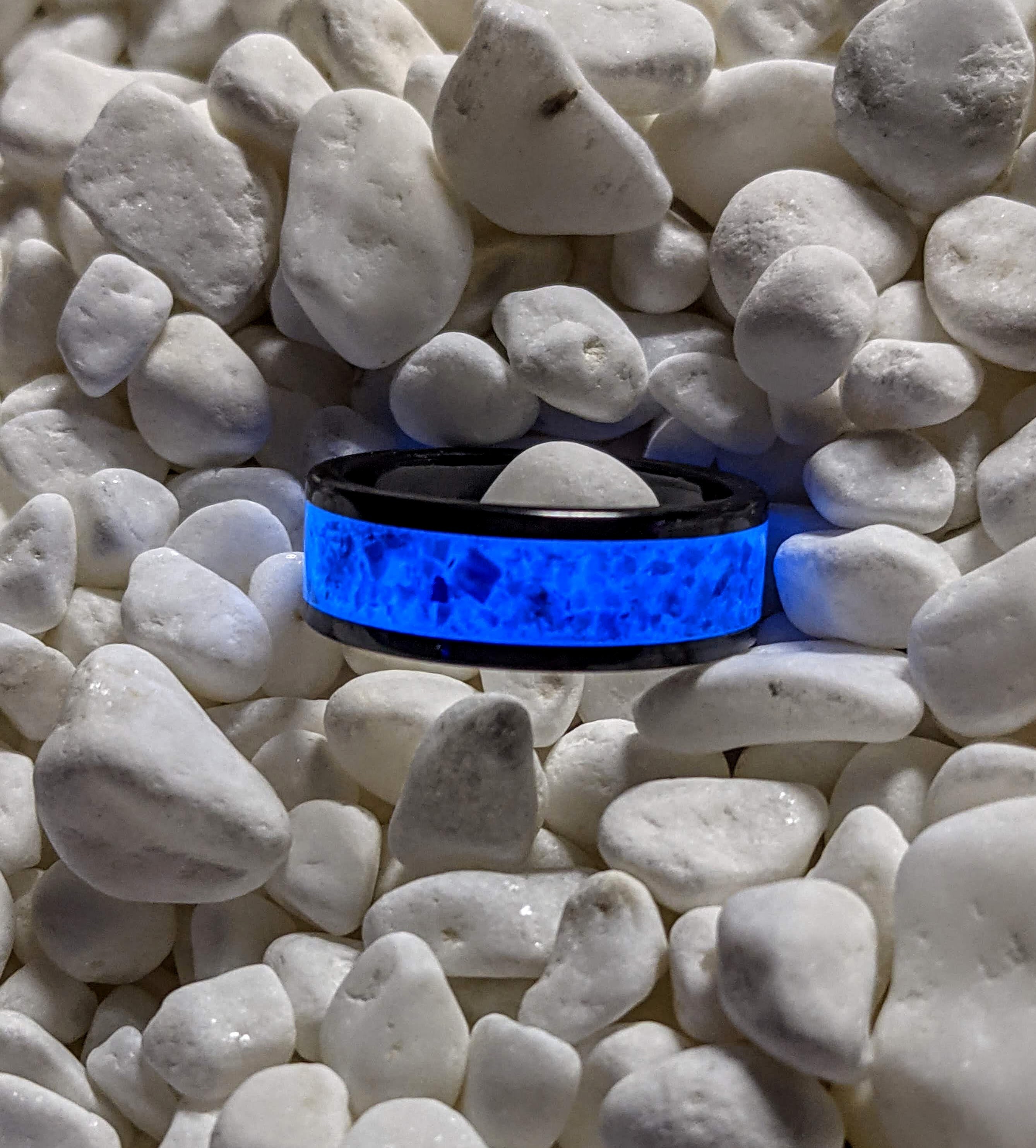 Ice Blue Opal Inlay Iridescent Glow Ring 4/6/8mm Wide Ring - Etsy