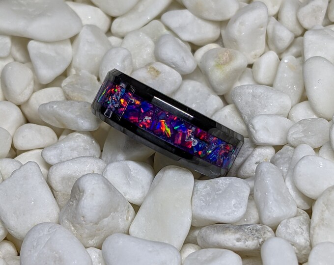The Galaxy Ring - Stardust Indigo Purple Mixed Opal Custom Glow Ring ...