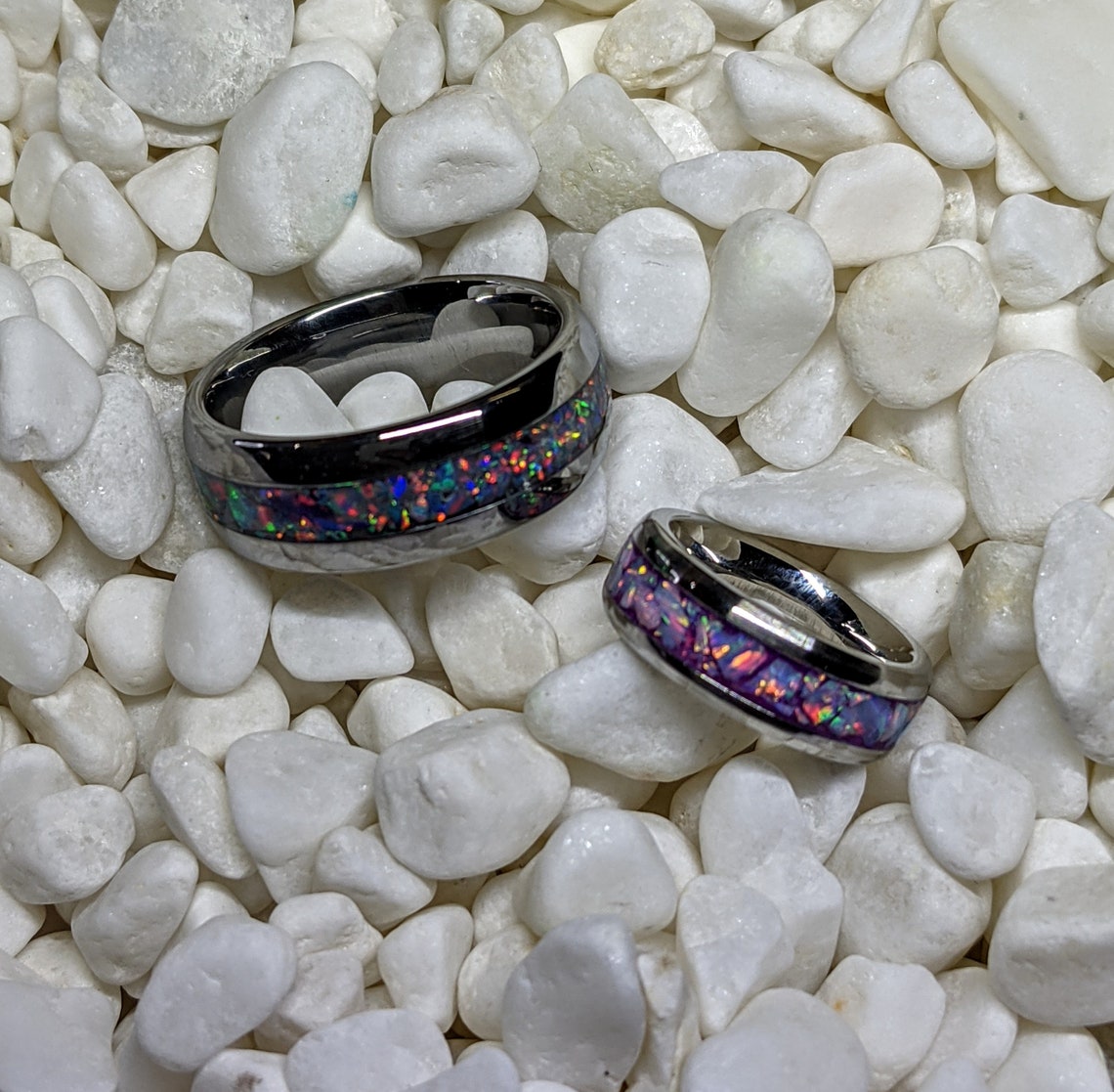Light Purple Fire Opal Inlay Iridescent Glow Ring 4/6/8mm - Etsy