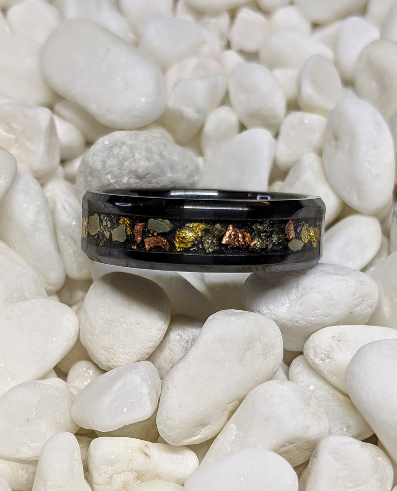 24k Gold Meteorite Iron Pyrite & Copper Inlay Iridescent - Etsy