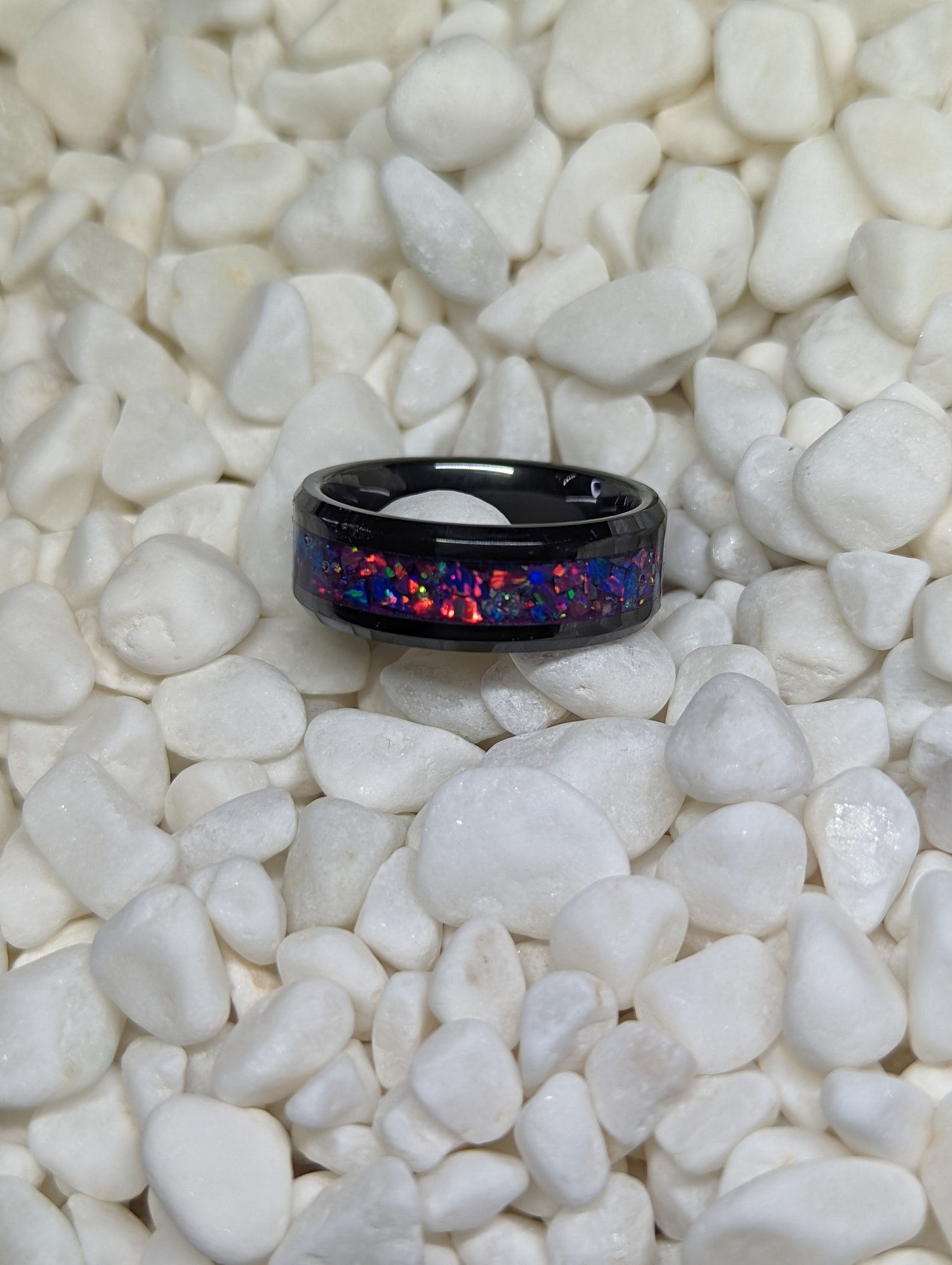 The Galaxy Ring Stardust Indigo Purple Mixed Opal Custom Glow Ring 6 ...