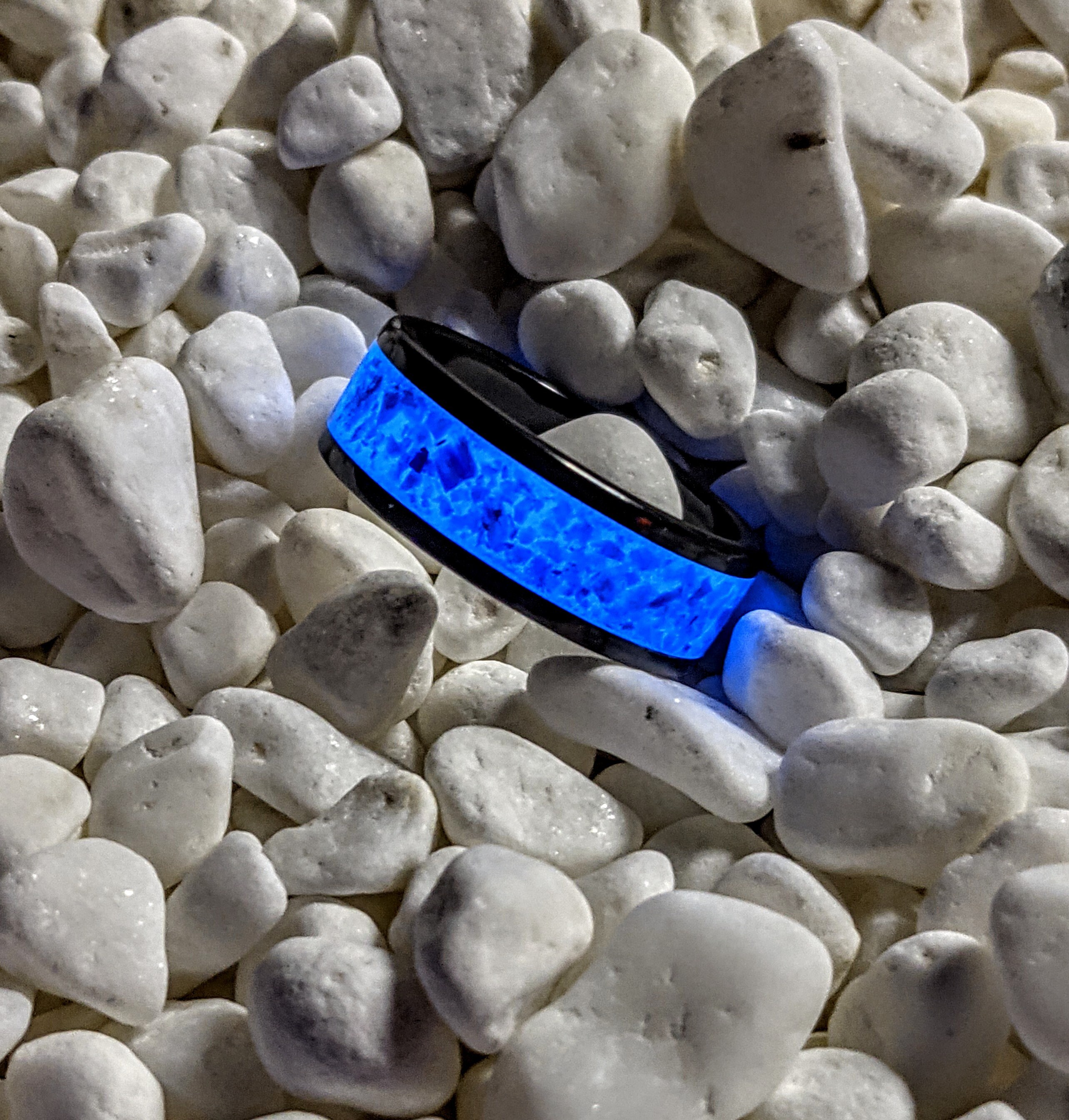 Ice Blue Opal Inlay Iridescent Glow Ring 4/6/8mm Wide Ring - Etsy