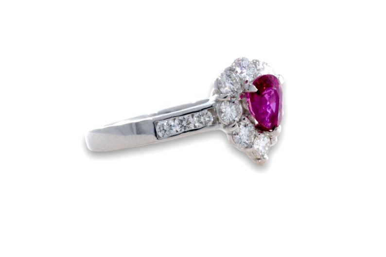 Certified Unheated Ruby Gemstone Platinum Ring With Diamond Halo - Etsy