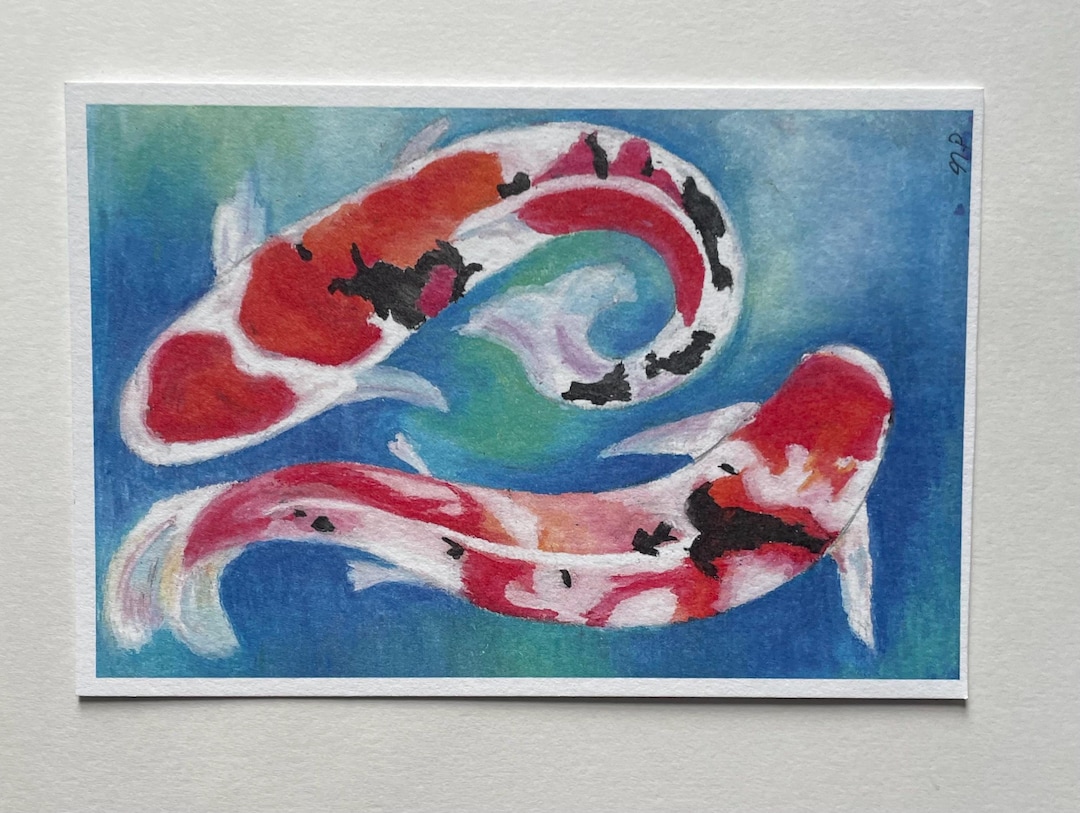 Koi Fish Oil Pastel Print - Etsy