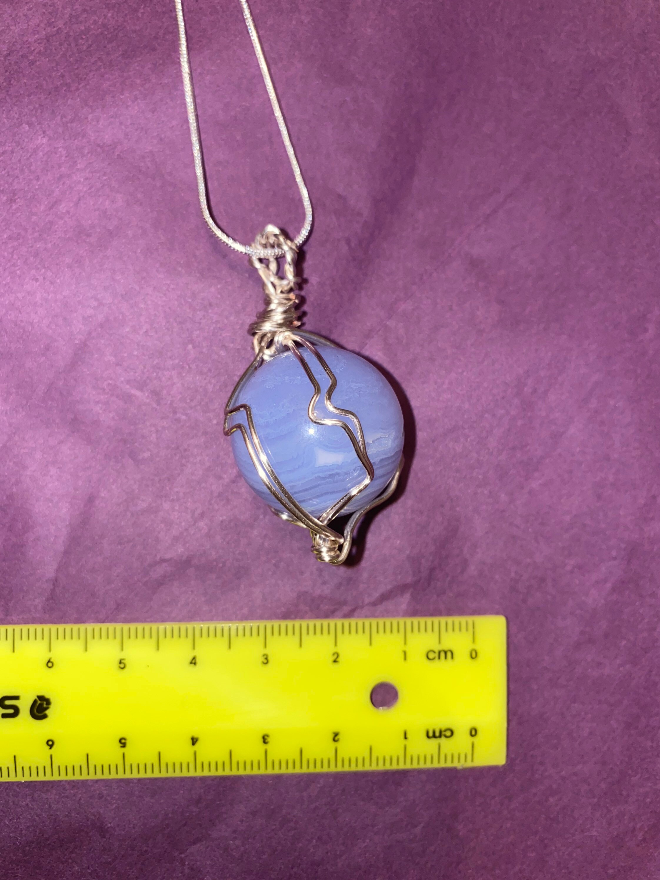 Blue Lace Agate Pendant 925 Sterling Silver Chain | Etsy