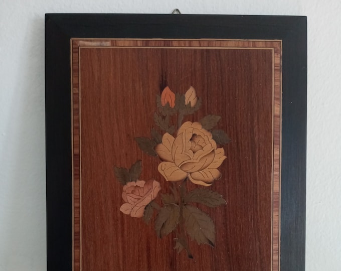 Italian Marquetry Board With Roses- Wooden Decorative Board- Sorrento ...
