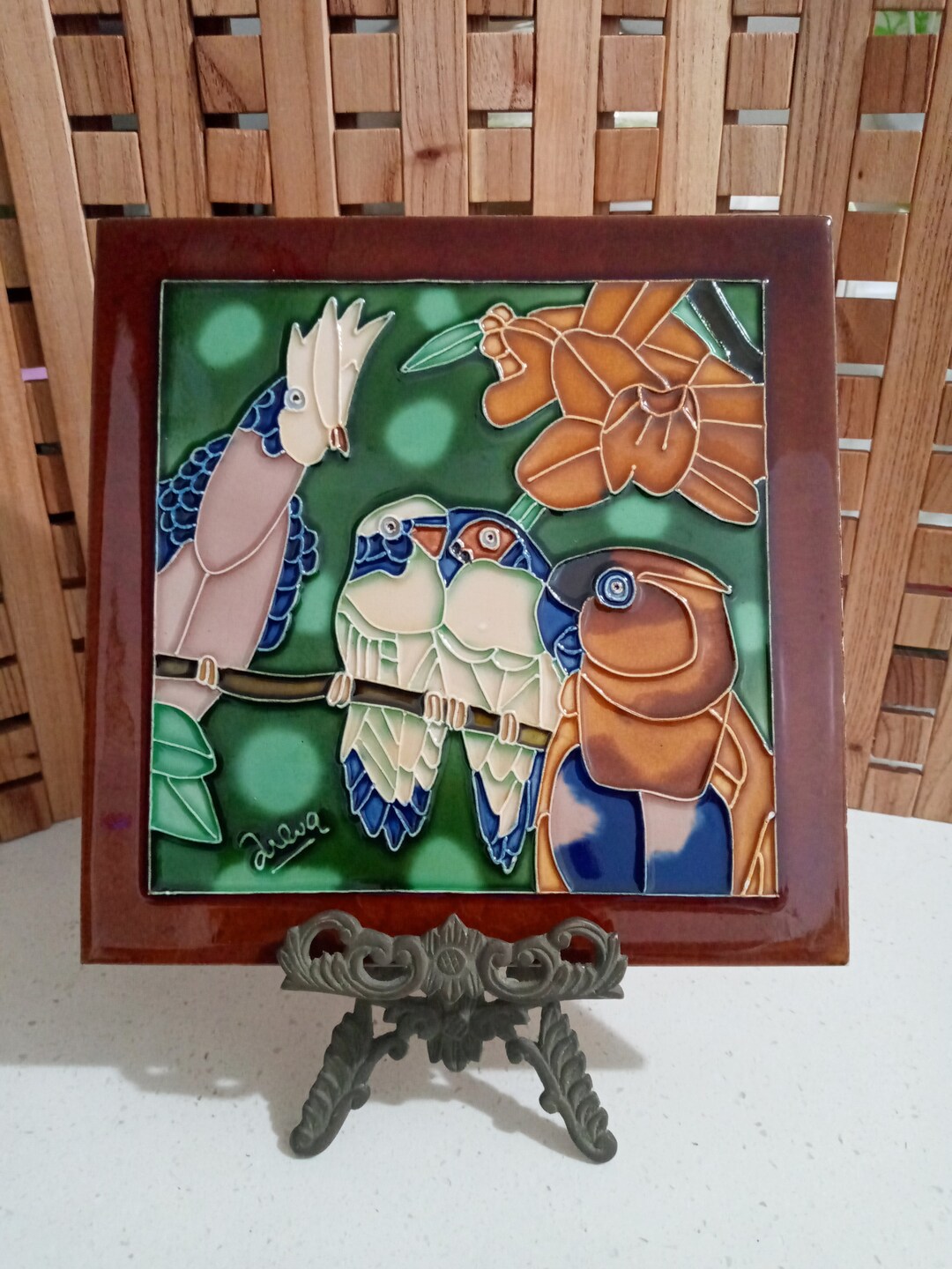 Tropical Bird Wall Tile Signed by Artist-art Tile Tropical - Etsy